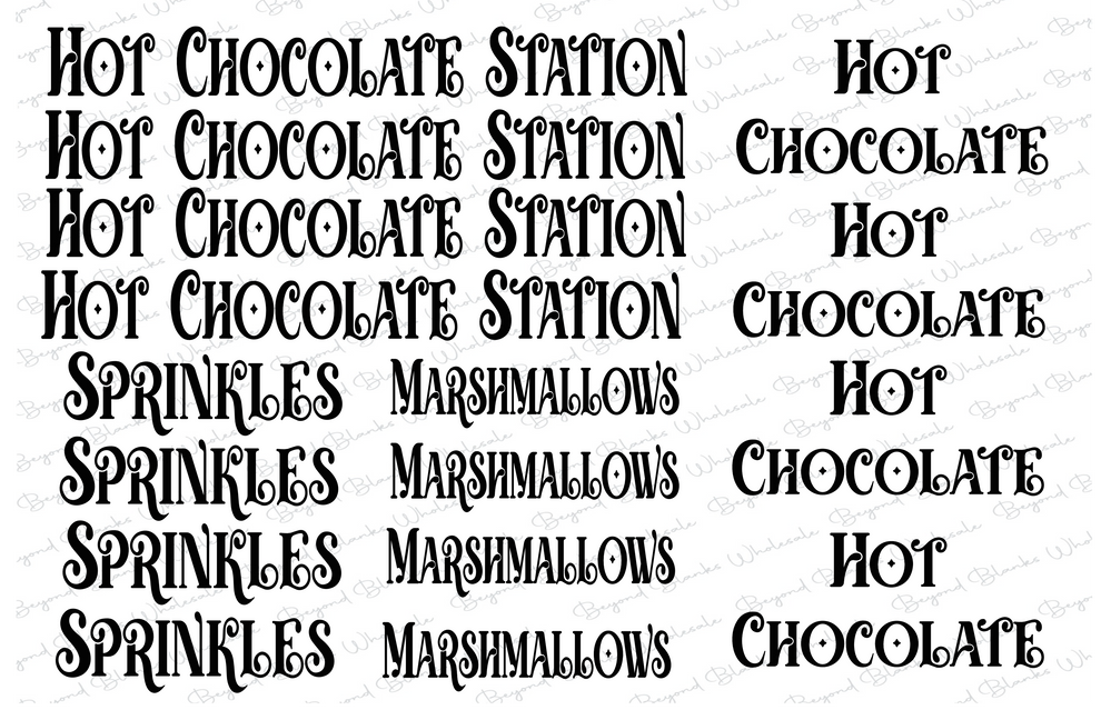 UVDTF Hot chocolate station theme sheet – Beyond blanks